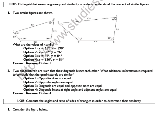 CBSE Class 10 Mathematics Triangles Worksheet Set E CBSE Class 10 Mathematics Triangles Worksheet Set E
